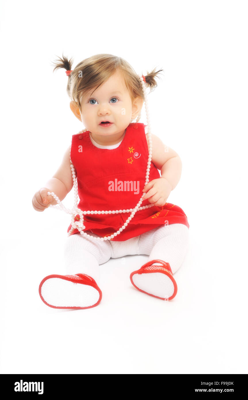 one happy baby child isolated on white background Stock Photo - Alamy