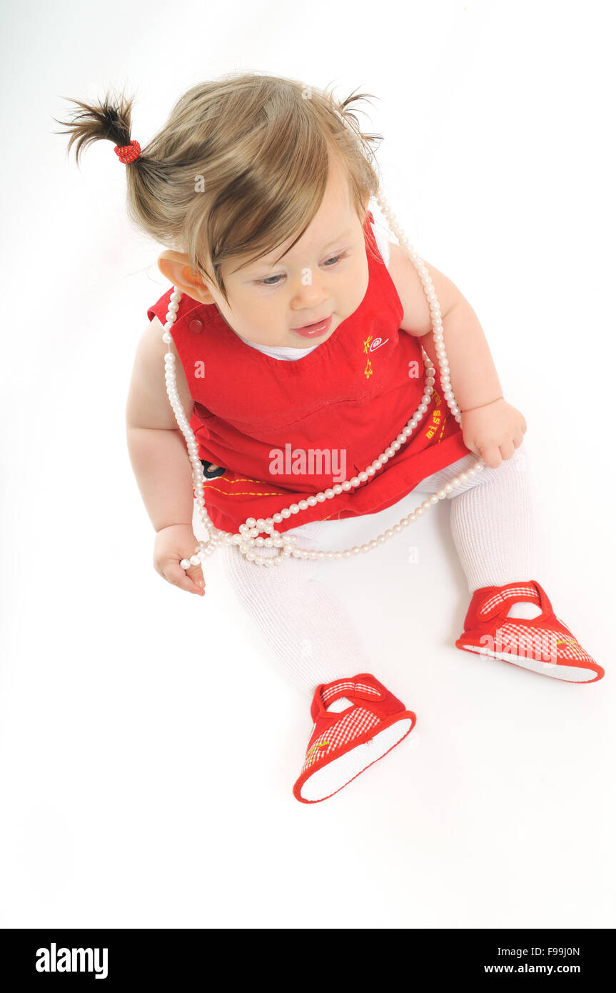 one happy baby child isolated on white background Stock Photo - Alamy