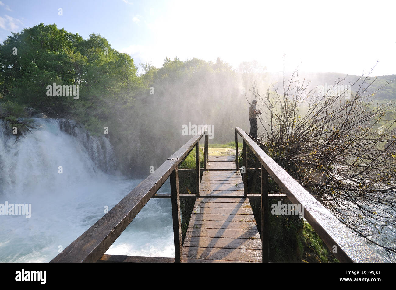 beautiful bridge in nature over wild river Stock Photo - Alamy