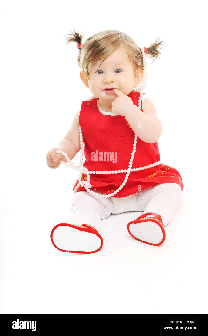 one happy baby child isolated on white background Stock Photo - Alamy