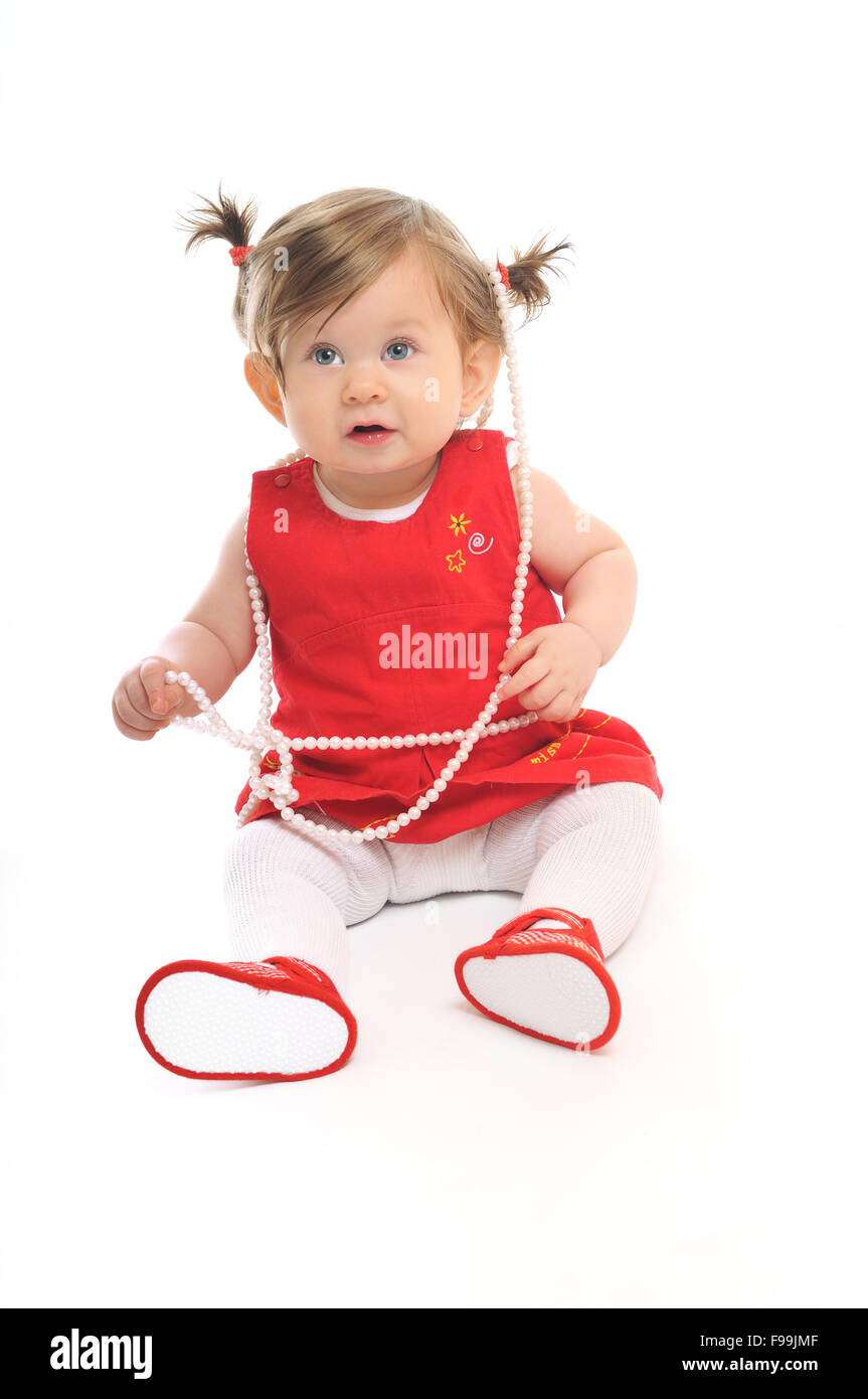 one happy baby child isolated on white background Stock Photo - Alamy