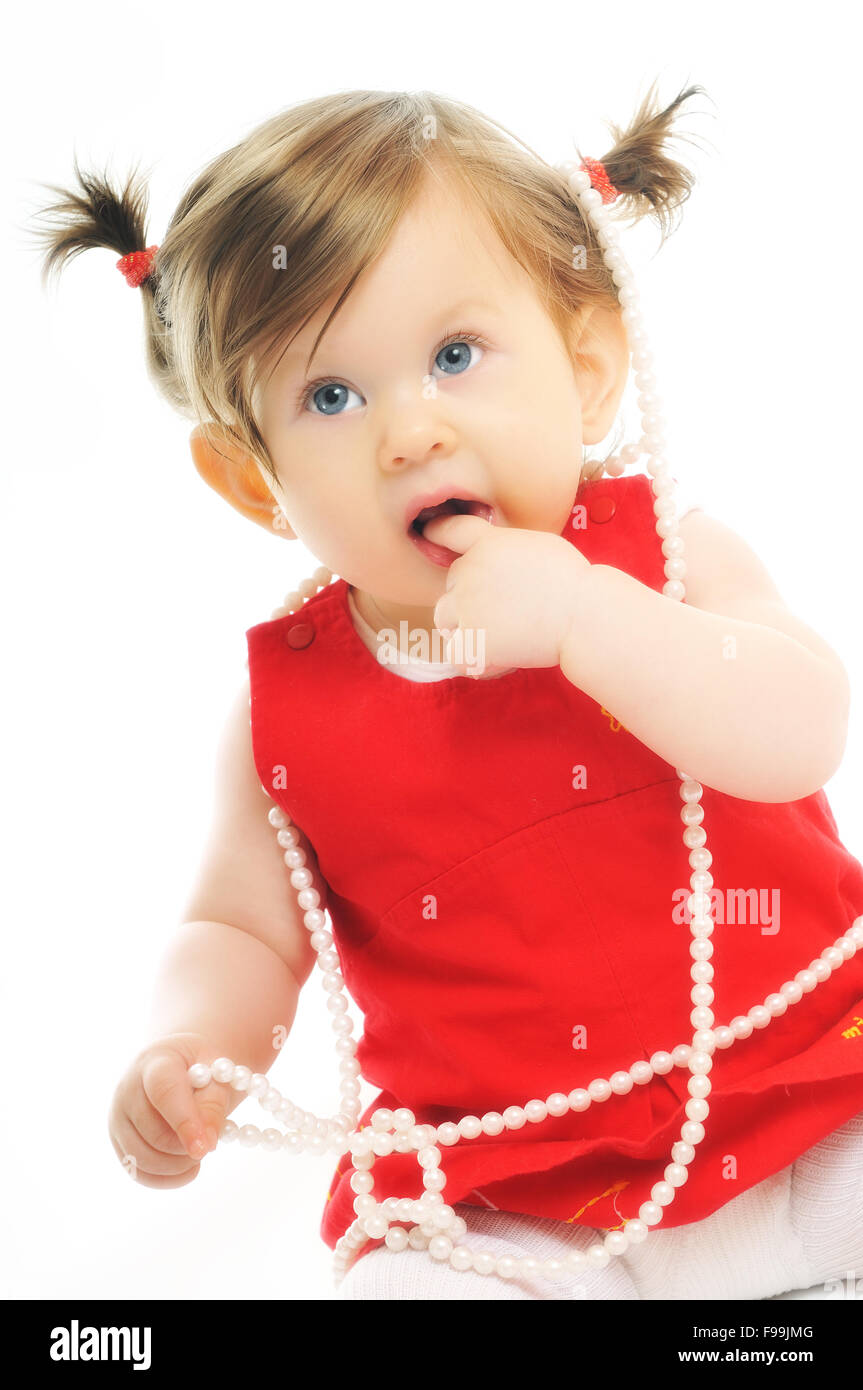 one happy baby child isolated on white background Stock Photo - Alamy