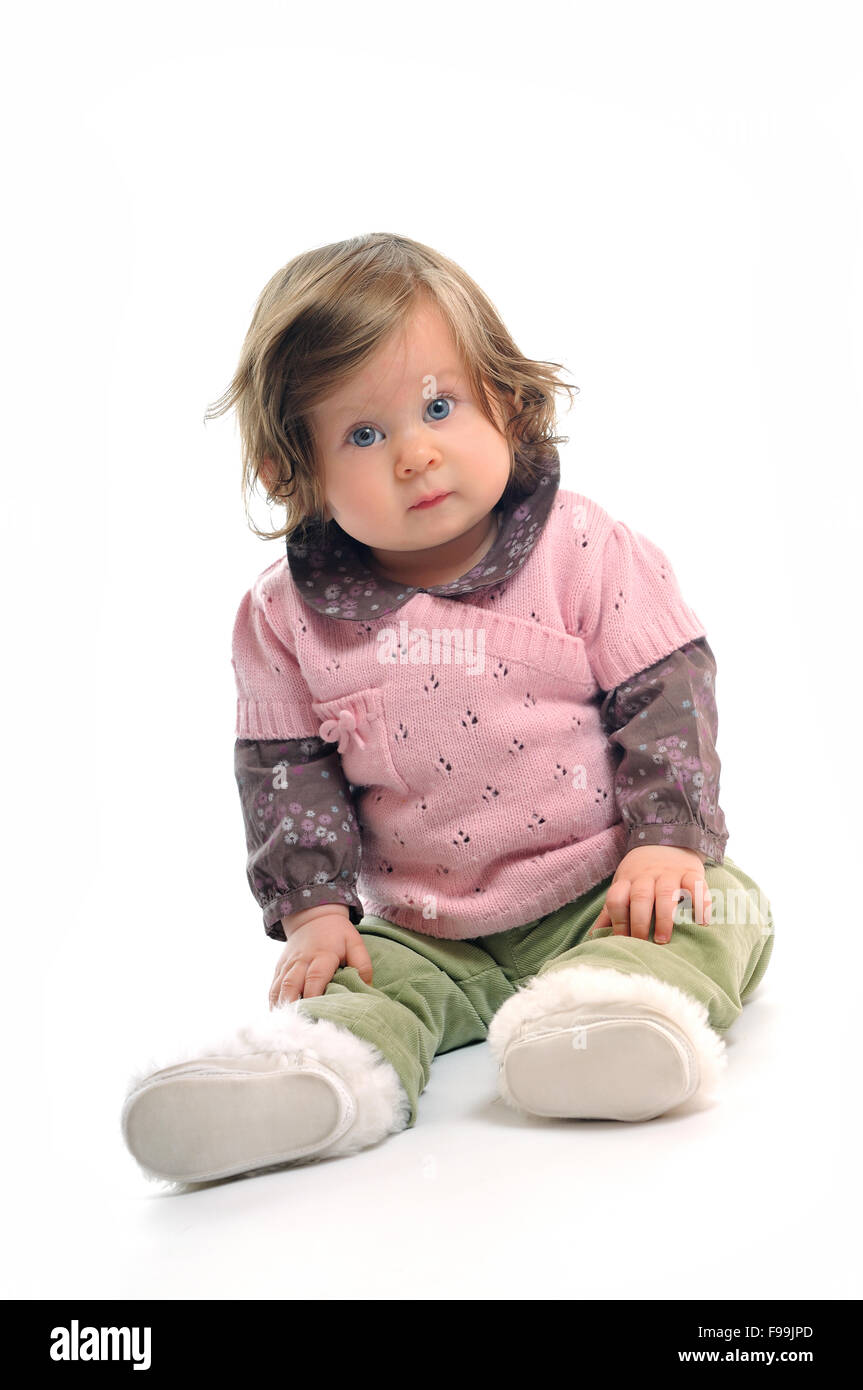 one happy baby child isolated on white background Stock Photo - Alamy