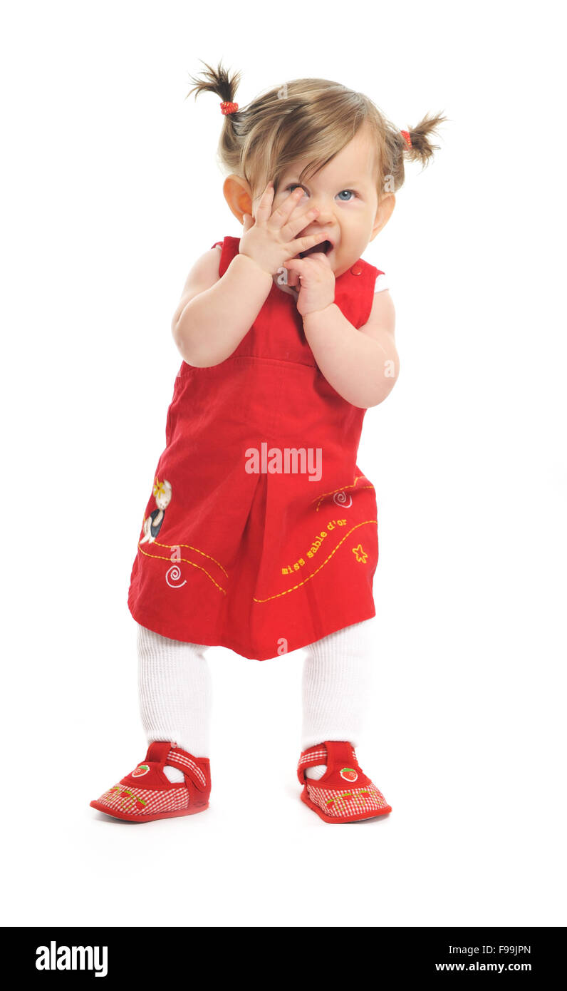one happy baby child isolated on white background Stock Photo - Alamy