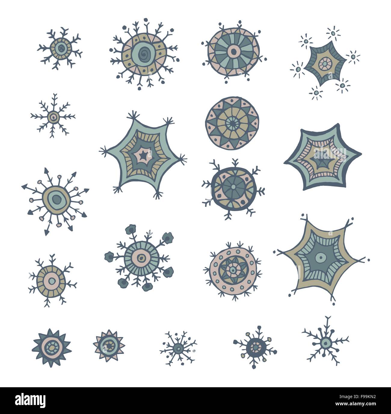 Hand drawn colorful snowflakes doodles Stock Vector Image & Art - Alamy