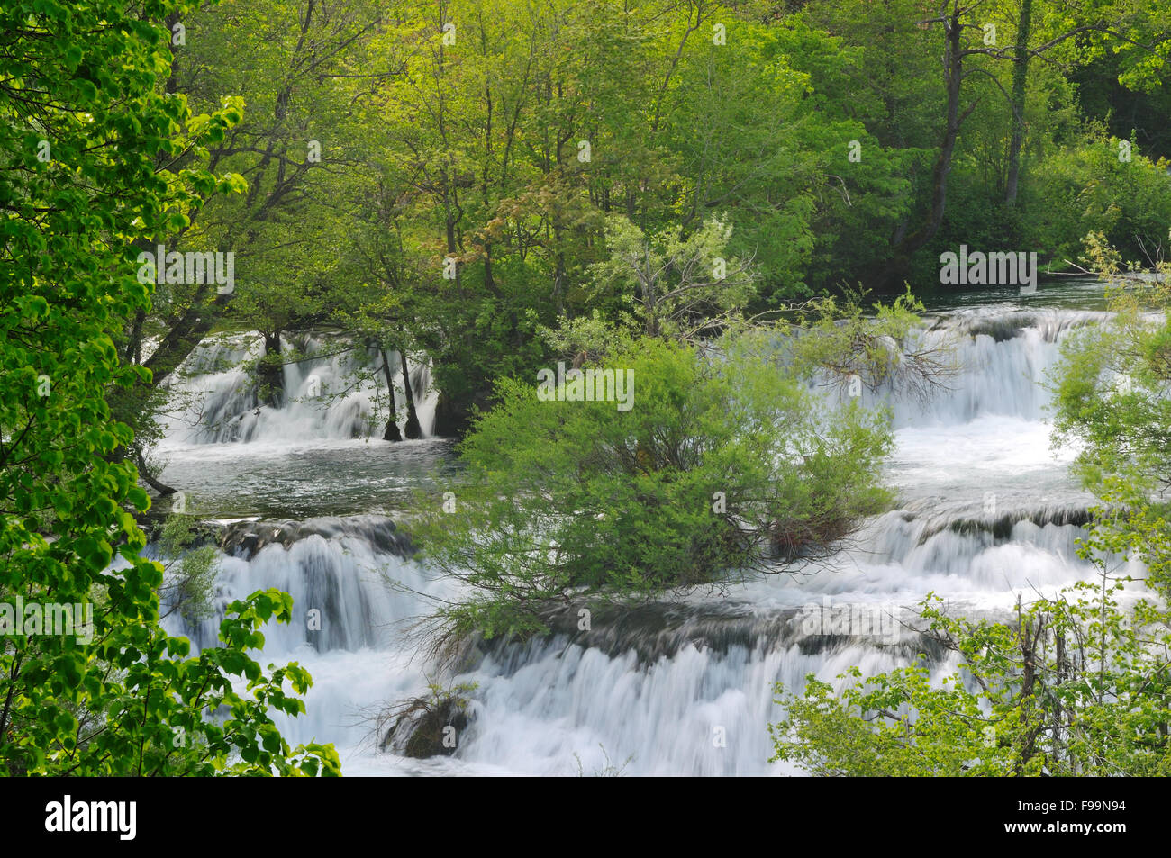 beautiful nature scene with river and waterfall at spring seasson Stock ...