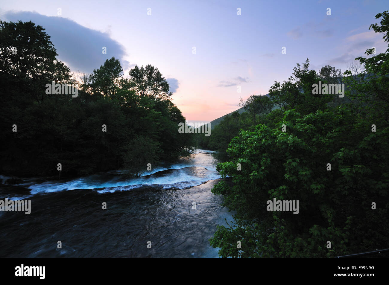 beautiful nature scene with river and waterfall at spring seasson Stock ...