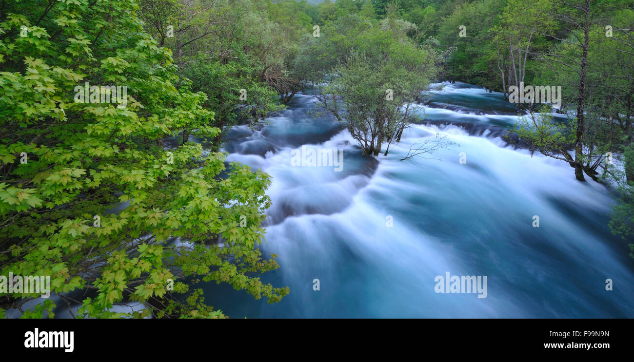 beautiful nature scene with river and waterfall at spring seasson Stock ...