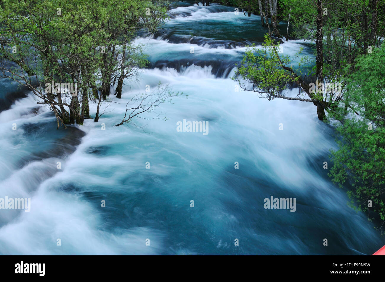 beautiful nature scene with river and waterfall at spring seasson Stock ...