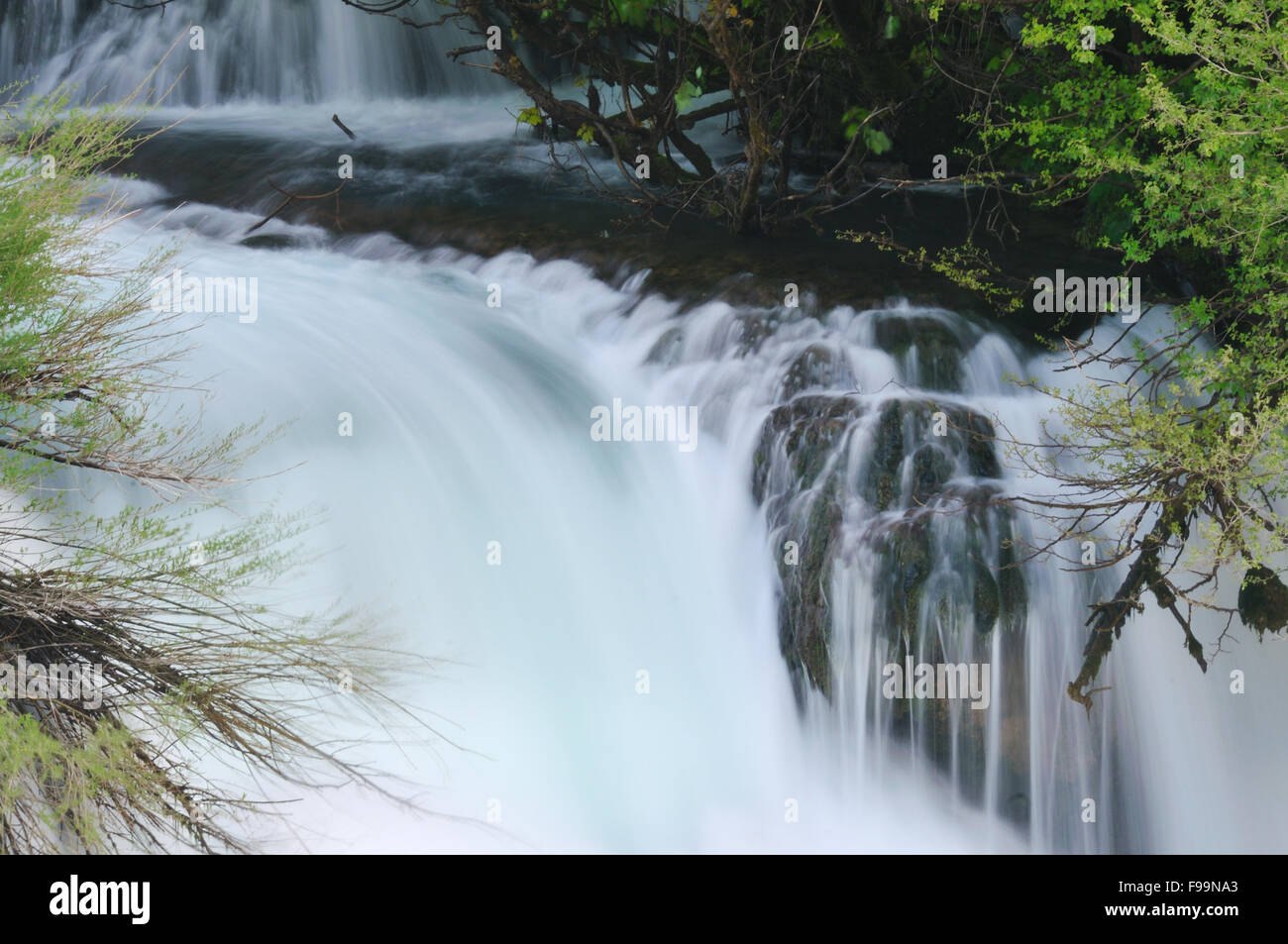 beautiful nature scene with river and waterfall at spring seasson Stock ...