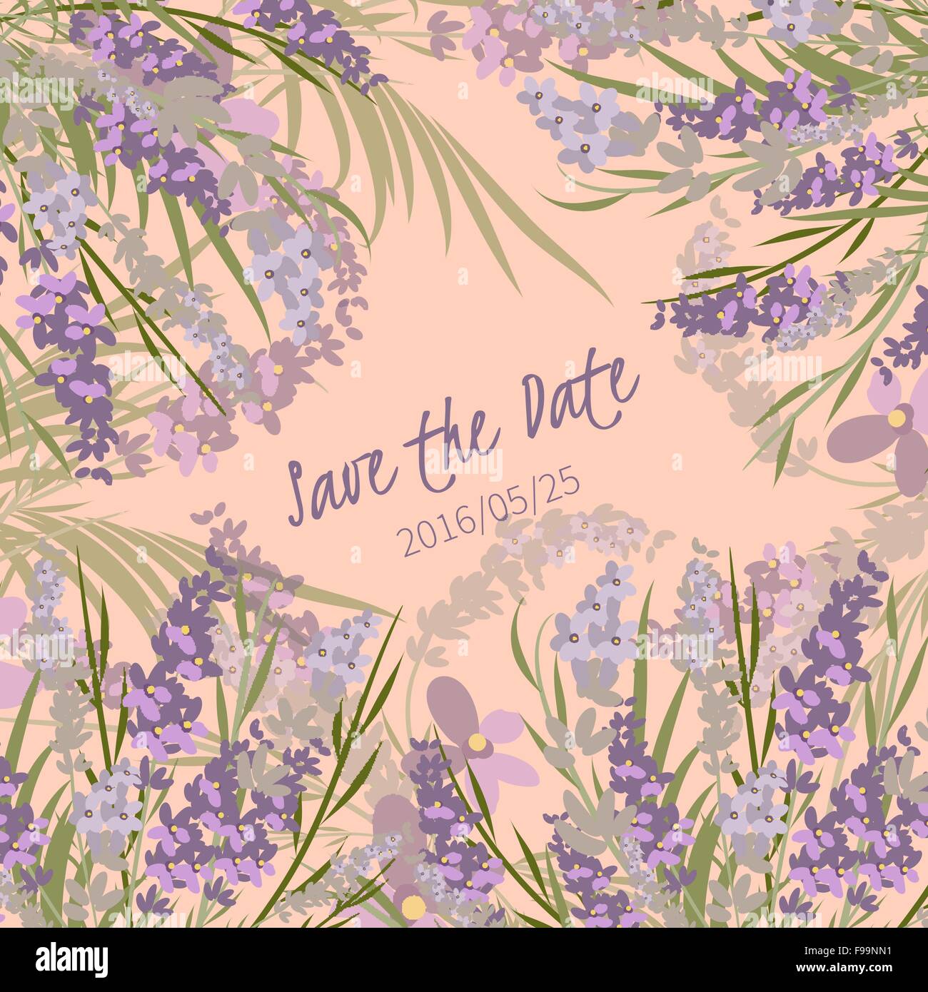 Floral lavender retro vintage background, vector illustration Stock ...