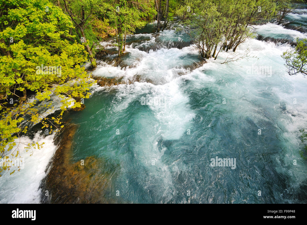 beautiful nature scene with river and waterfall at spring seasson Stock ...