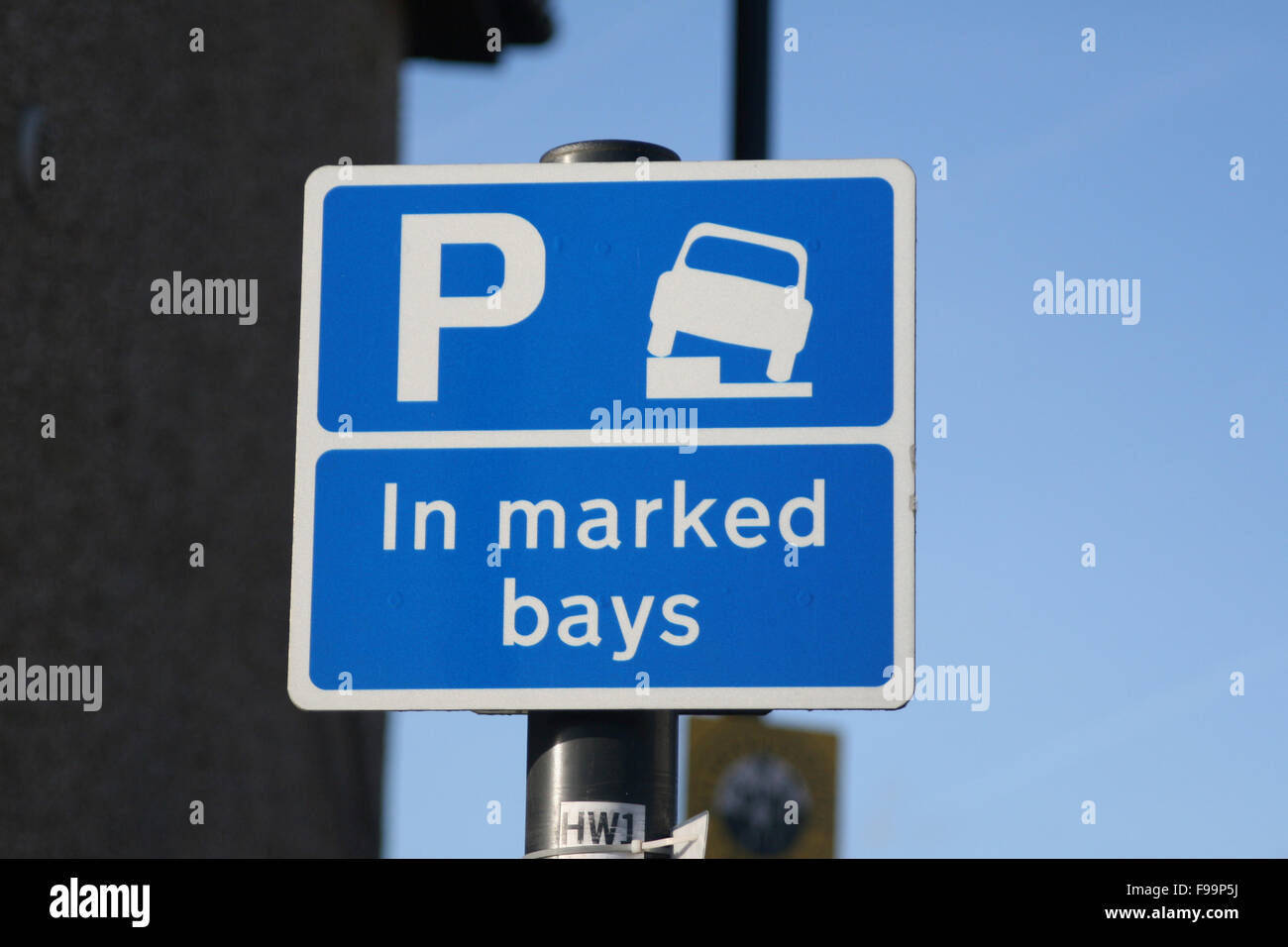 PARK IN MARKED BAY SIGNS Stock Photo - Alamy