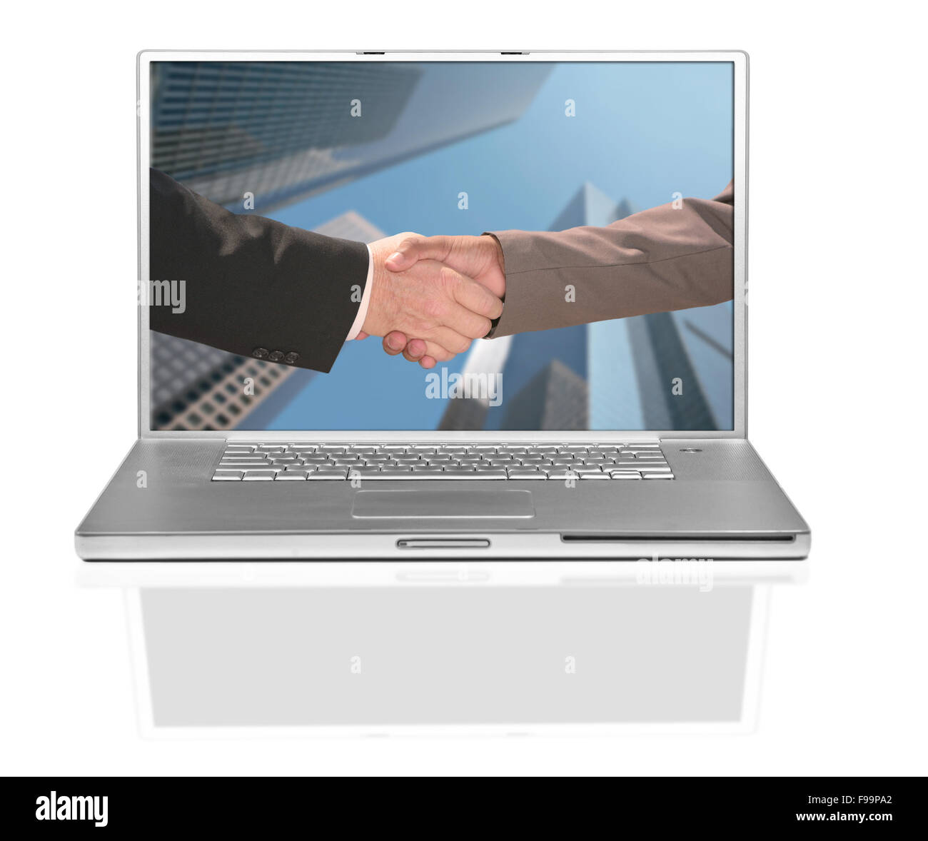 Two businessmen handshake sign Cut Out Stock Images & Pictures - Alamy