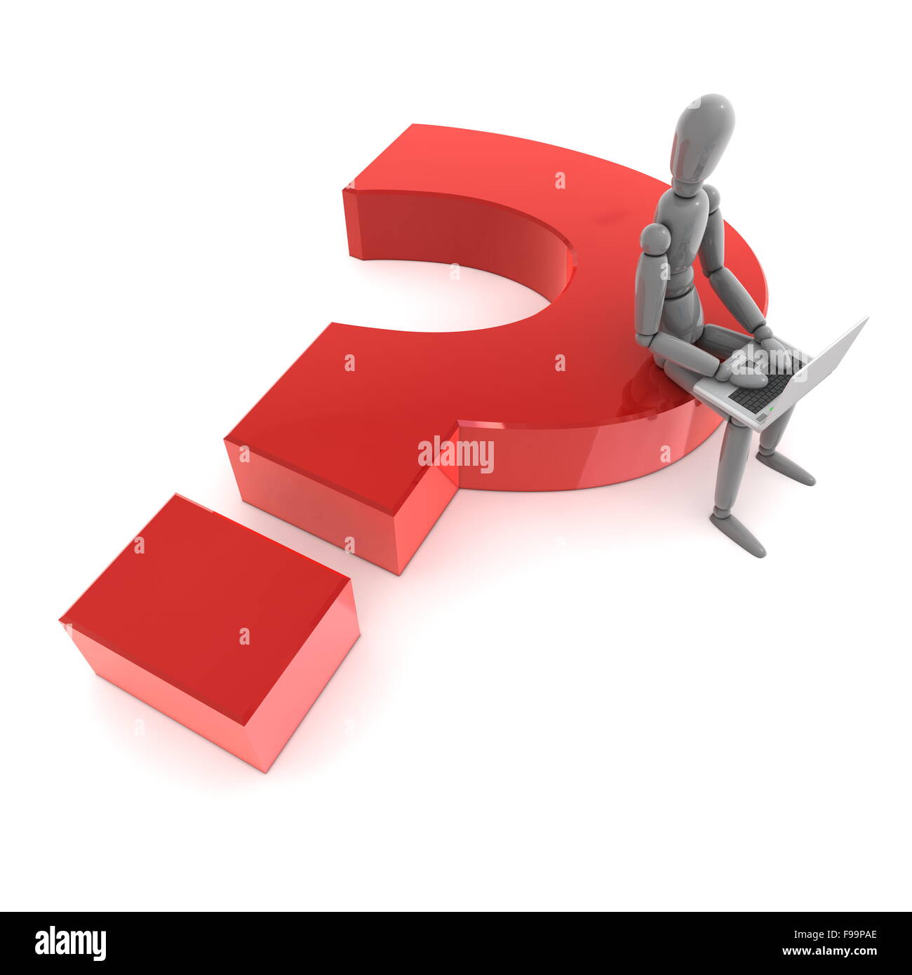 Sitting on a Red Glossy Question Mark Stock Photo - Alamy