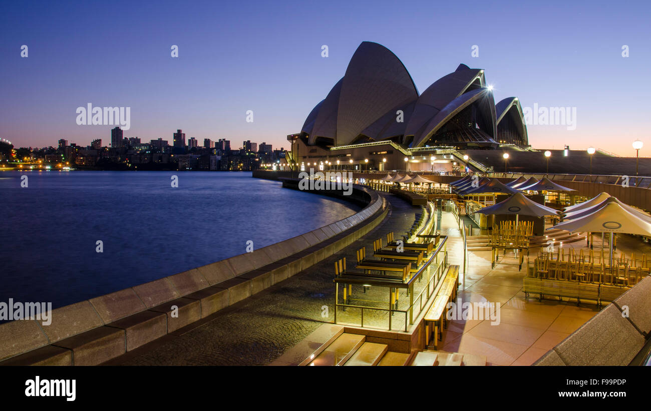 A pre-dawn, early morning shot of the Sydney Opera House with the ...