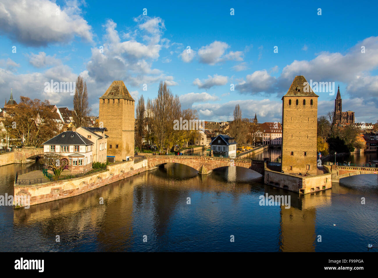 View of the three towers of the Covered Bridges (Ponts couverts), part ...