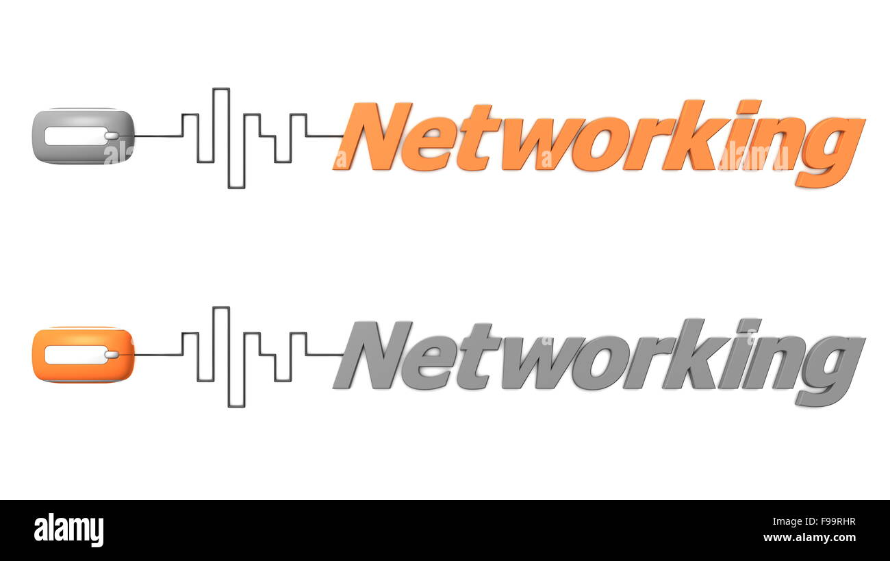 Word Networking Connected to a Mouse - Orange and Grey Stock Photo - Alamy
