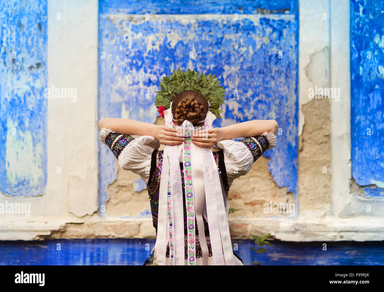 Beautiful woman wearing traditional Eastern Europe folk costumes Stock ...