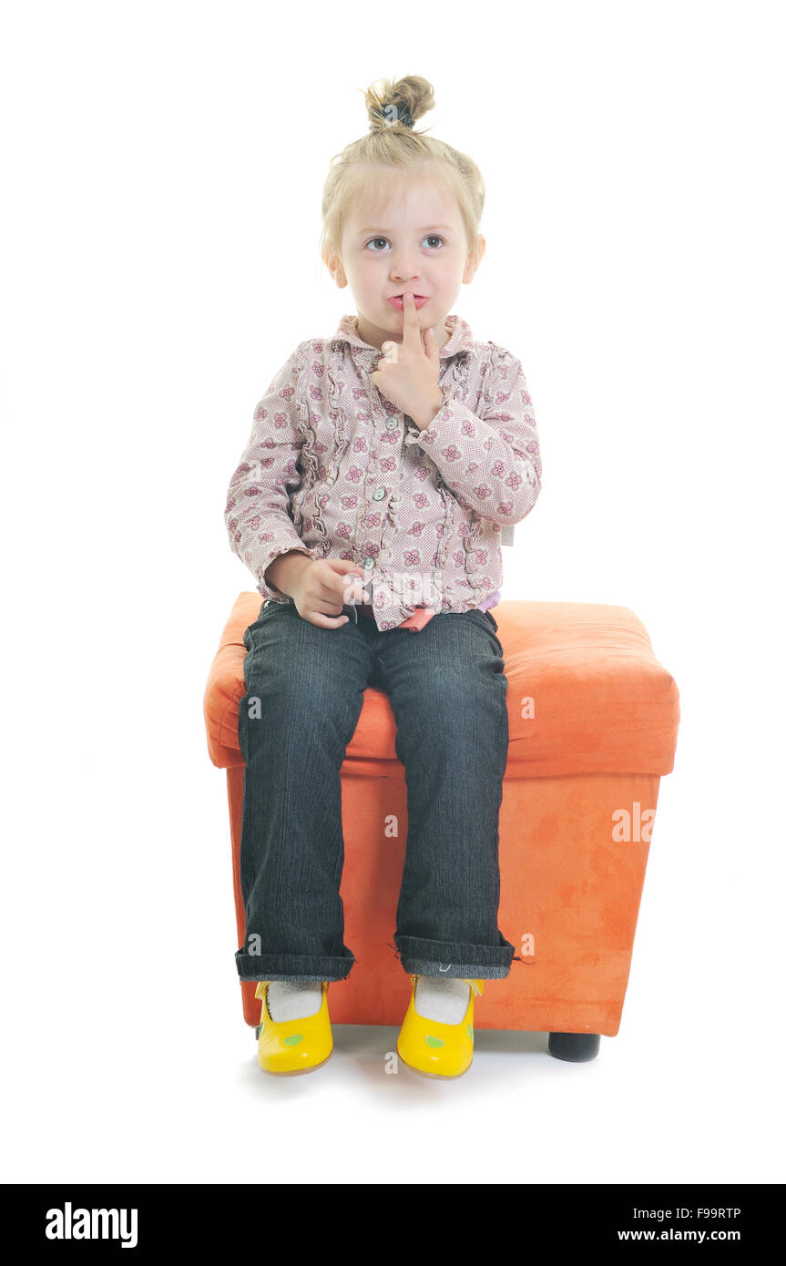 one happy child isolated on white background Stock Photo - Alamy