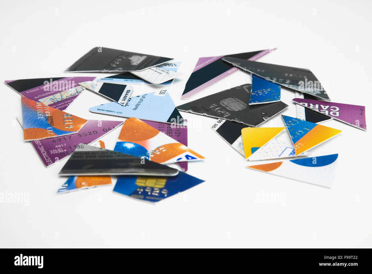 Selection of Credit Cards cut into little pieces Stock Photo - Alamy