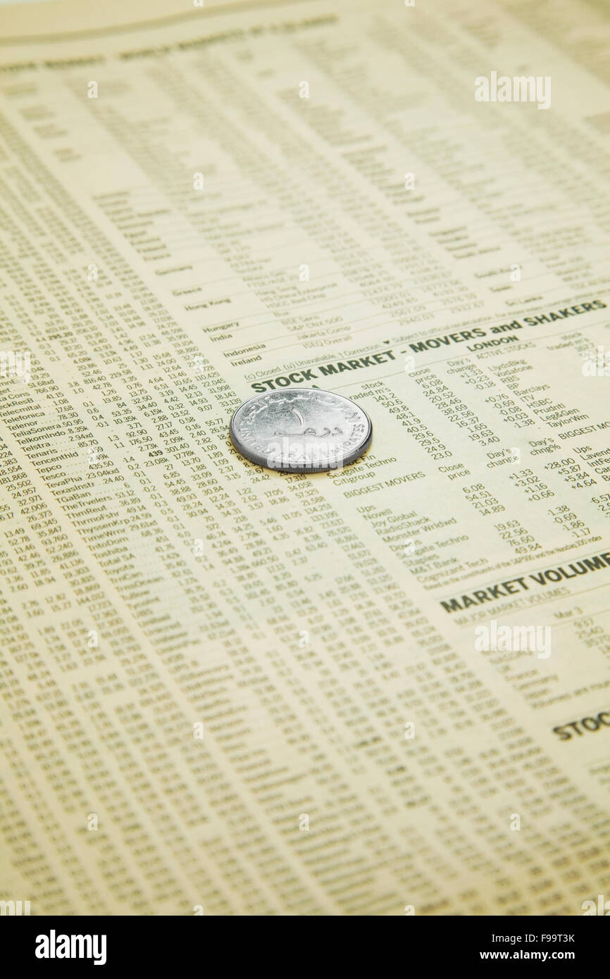 News paper Stock market financial page showing stocks and shares Stock ...