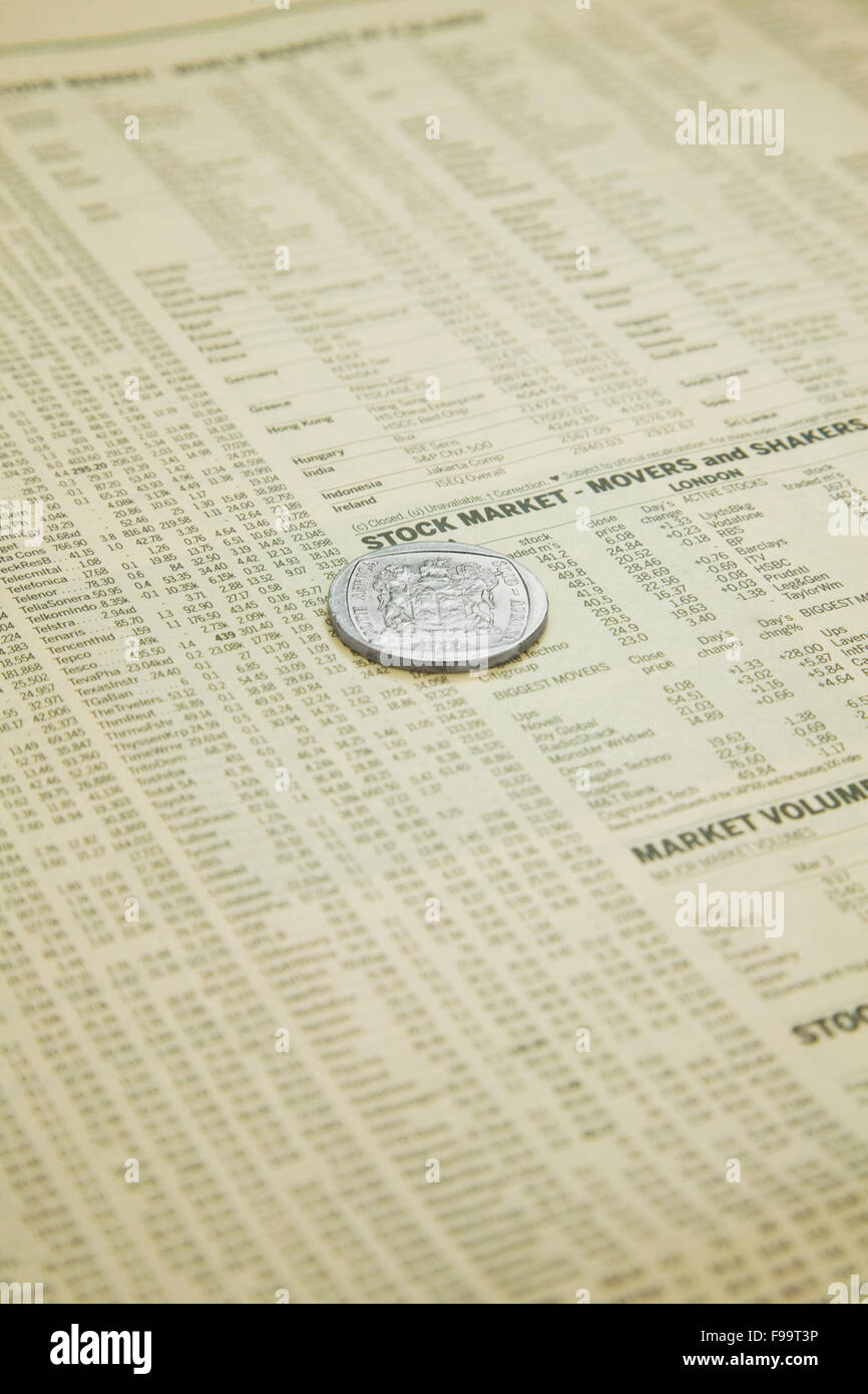 News paper Stock market financial page showing stocks and shares Stock ...