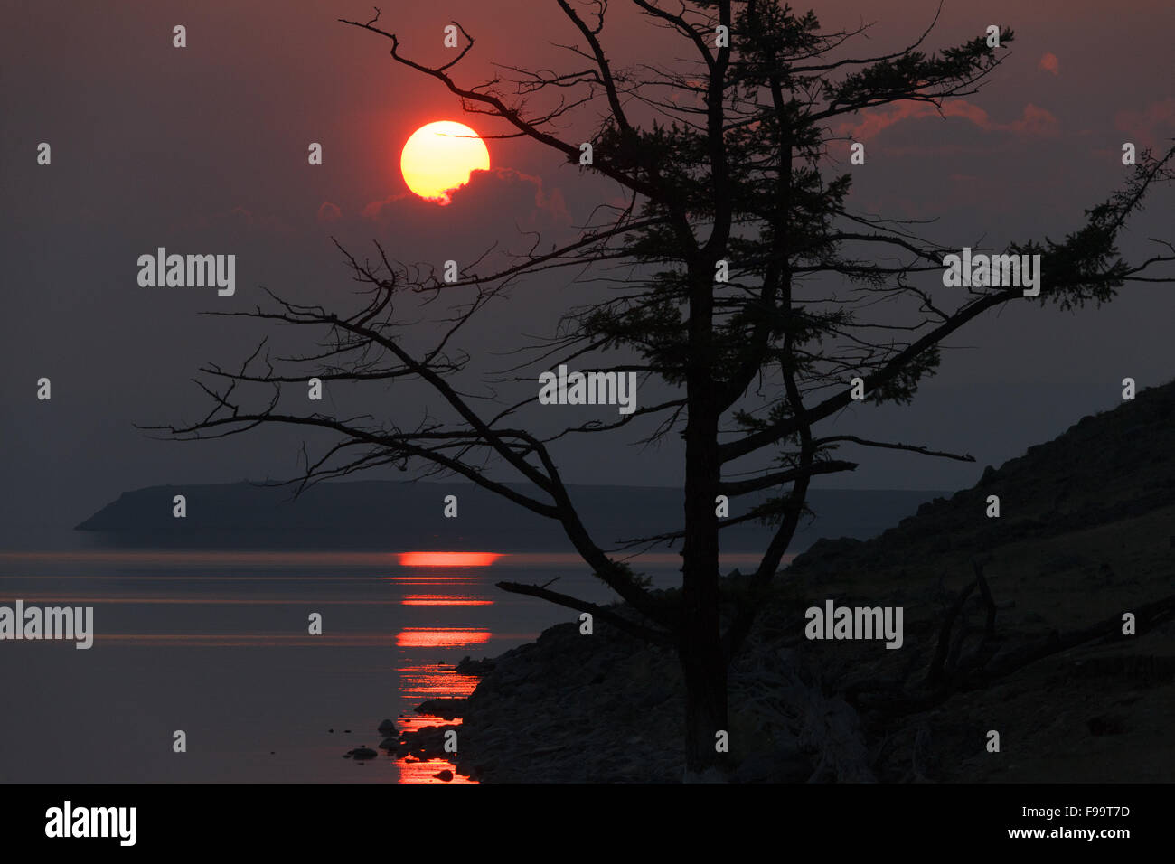 Beautiful sunset on Khovsgol lake, Mongolia Stock Photo - Alamy