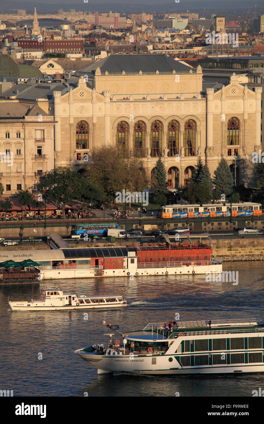 Hungary Budapest Vigadó Concert Hall Danube River ships Stock Photo - Alamy