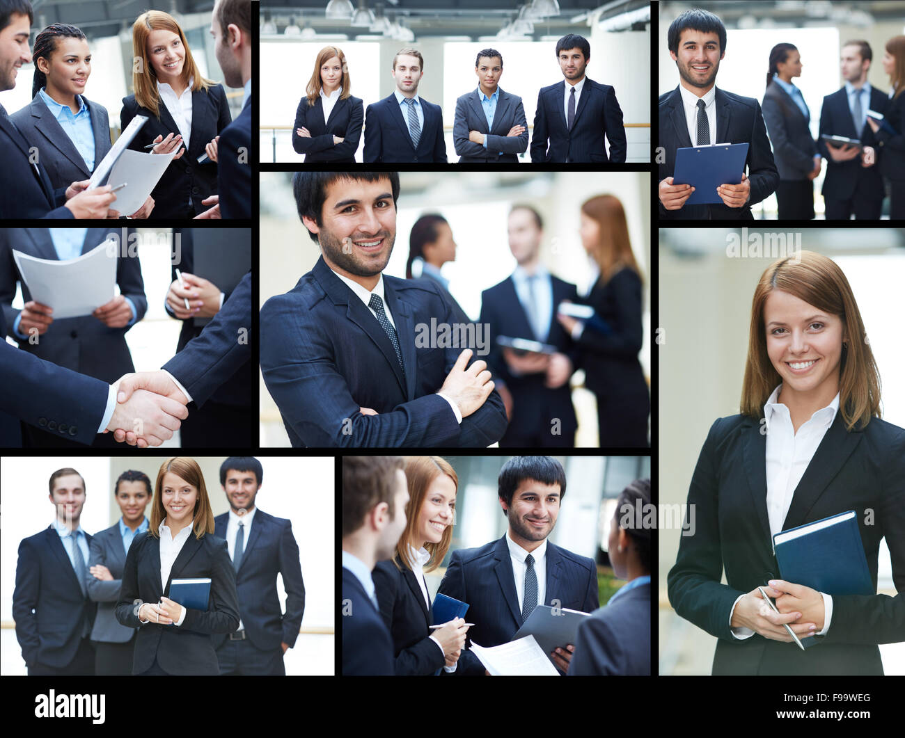 Collage of business partners at work Stock Photo - Alamy