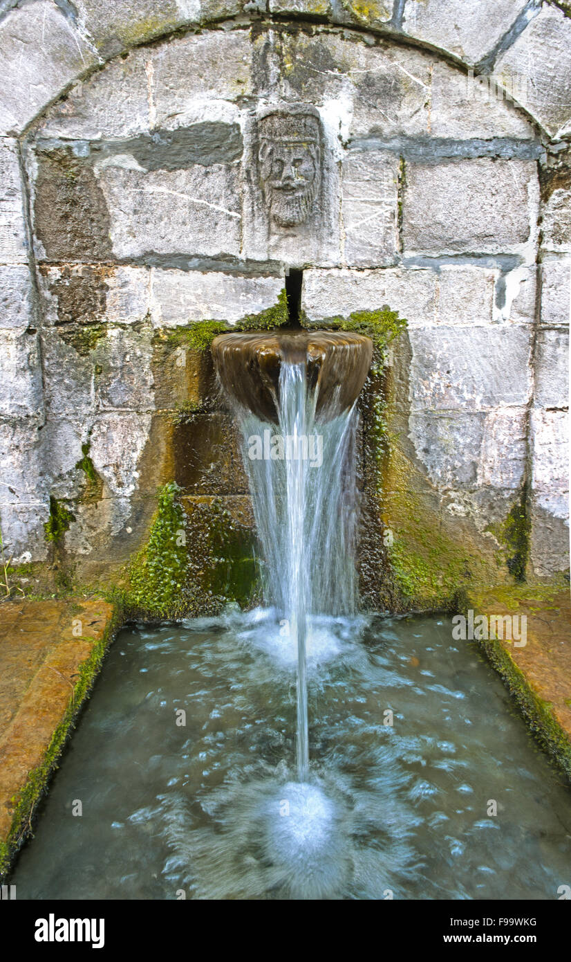 Old traditional fountain in Pentagioi village situated at the foot of ...