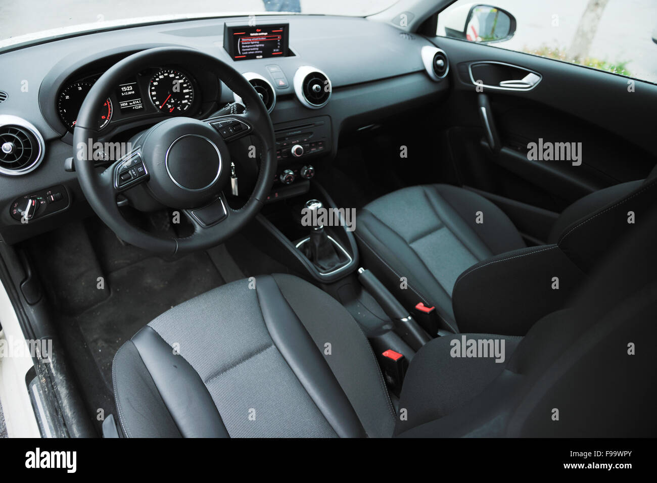 inside of brand new car vehicle with car navigation system Stock Photo ...