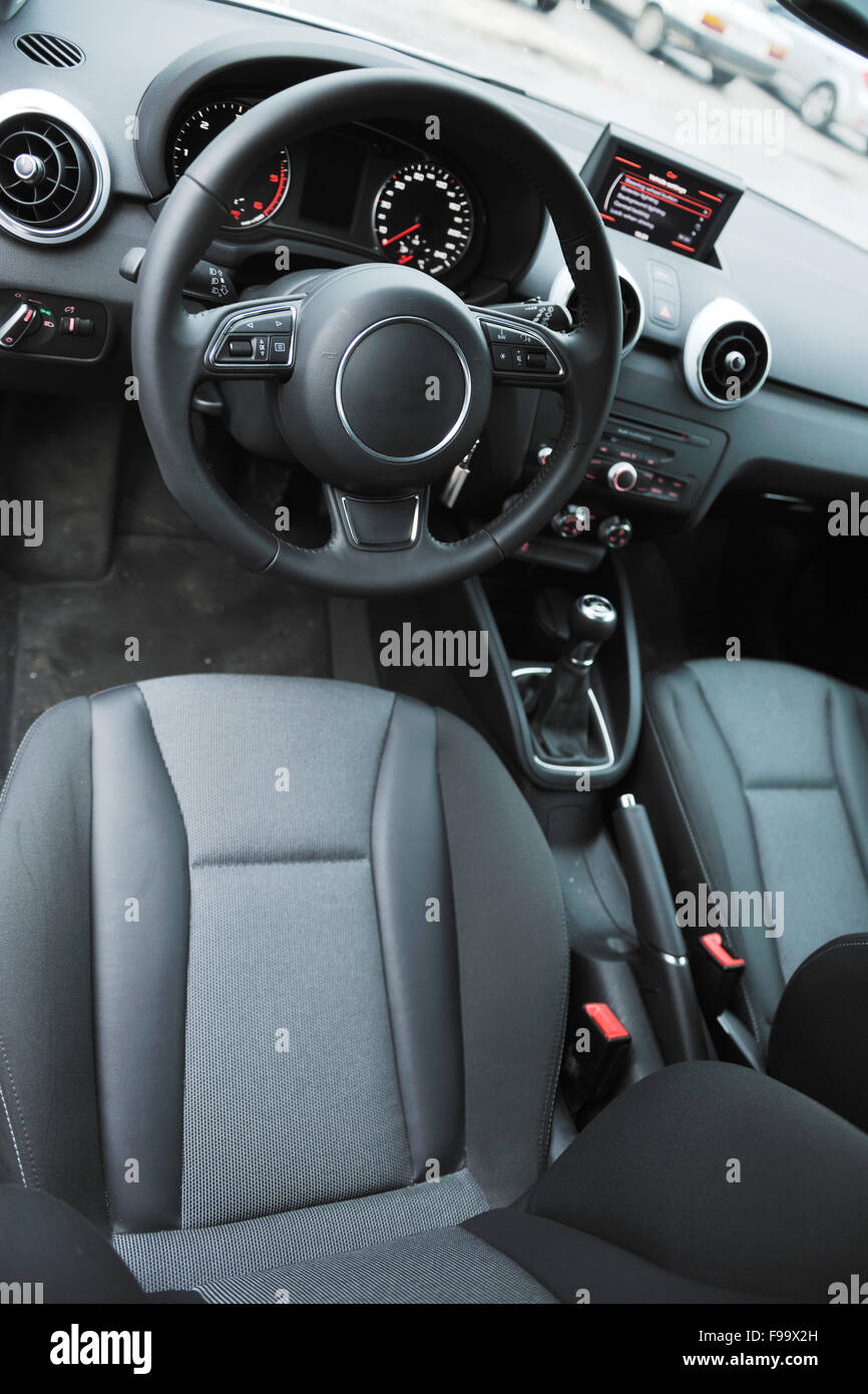 inside of brand new car vehicle with car navigation system Stock Photo ...