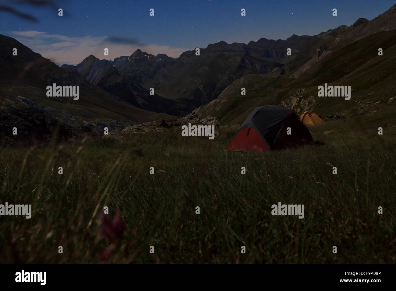 Shelter tents at night in the Pyrenees Stock Photo - Alamy