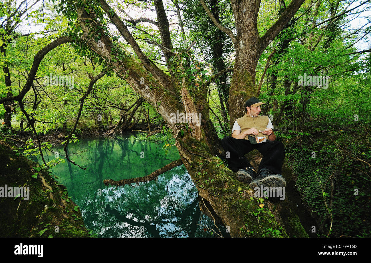 man outdoor in nature relaxing Stock Photo - Alamy