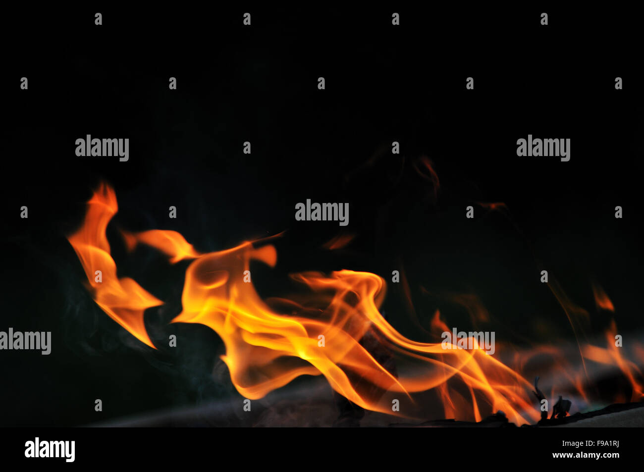 wild fire flames burn hot with black background Stock Photo - Alamy