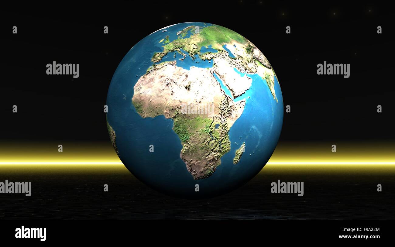 Earth and yellow ray Stock Photo - Alamy