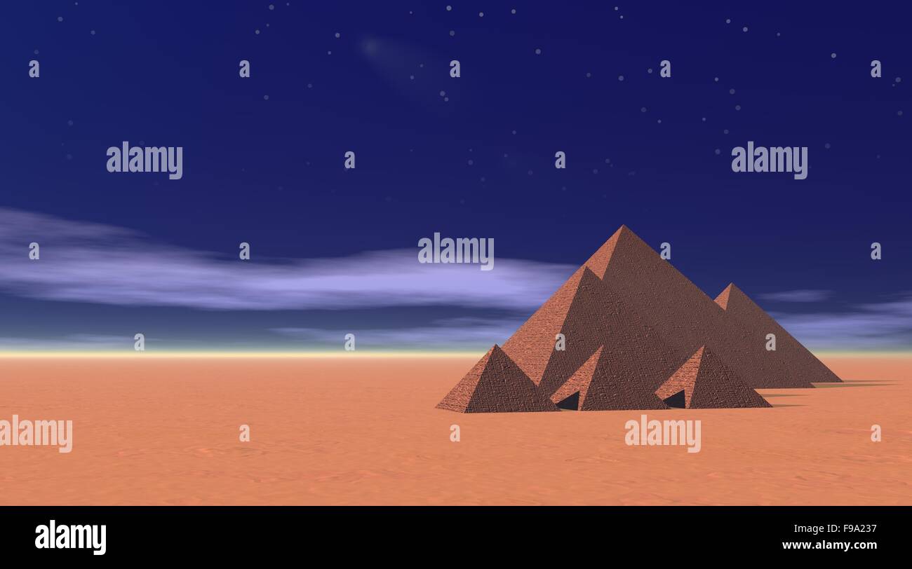 Small pyramids by night Stock Photo - Alamy