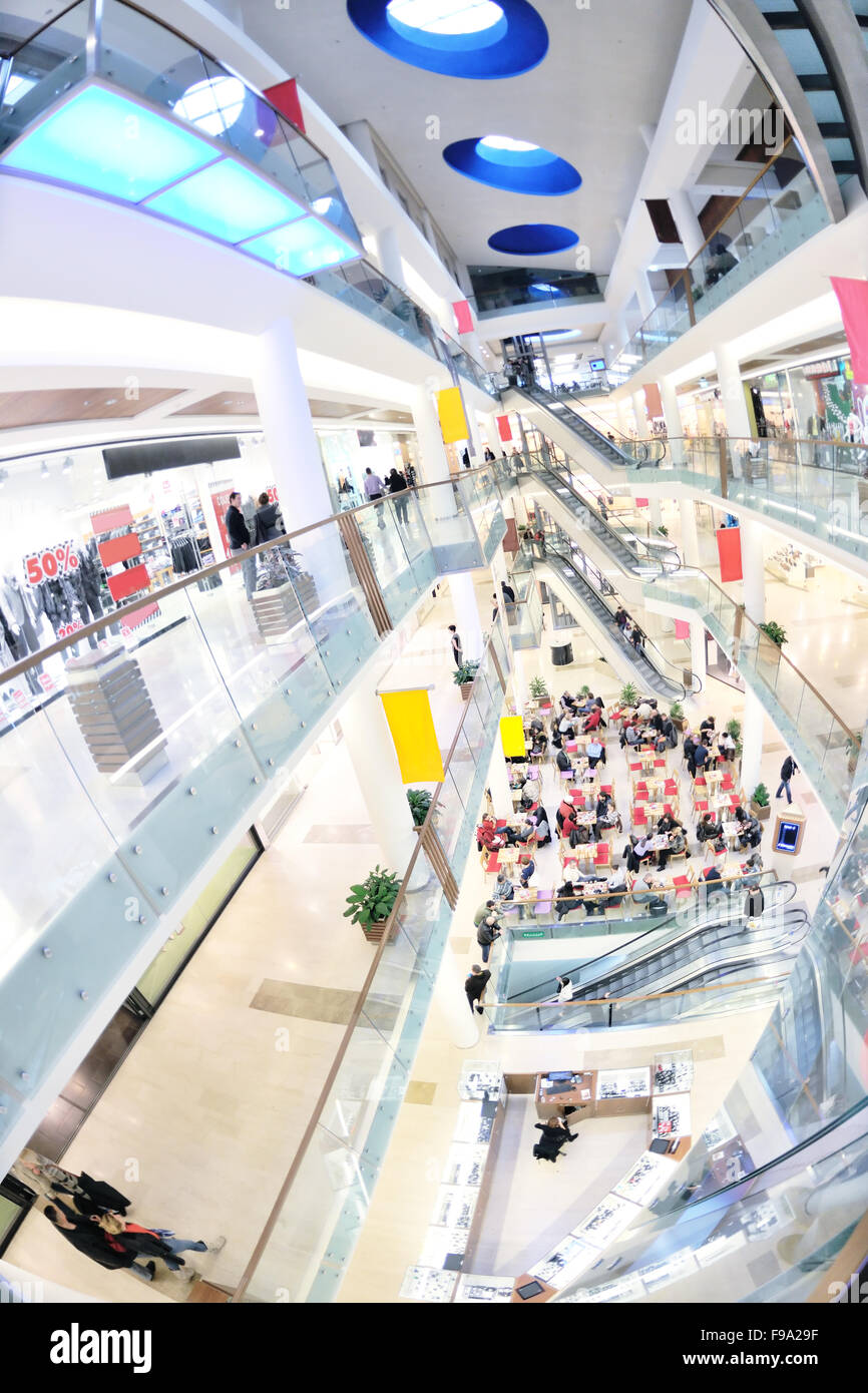 Interior of a modern shopping mall center Stock Photo - Alamy
