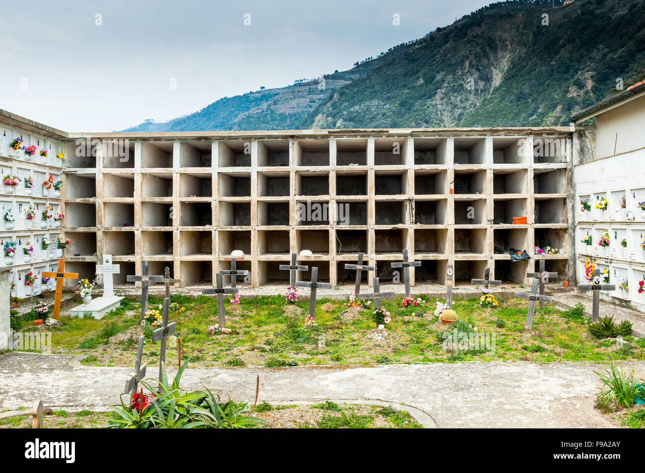 The grave yard above the town of Manarola, Liguria,La Spezia, Cinque ...