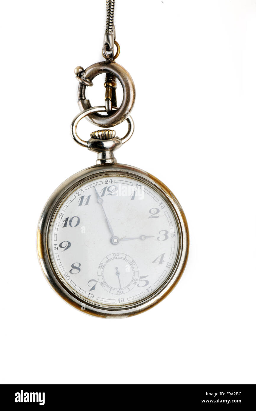 old retro pocket watch isolated on white Stock Photo - Alamy