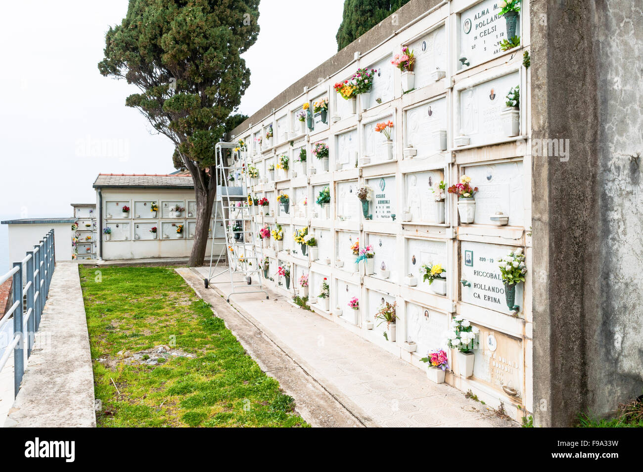 The grave yard above the town of Manarola, Liguria,La Spezia, Cinque ...