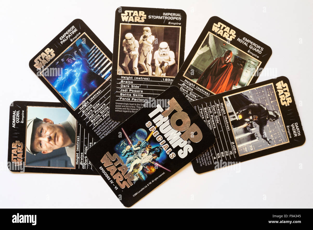 Top Trumps Specials cards Star Wars isolated on white background Stock ...