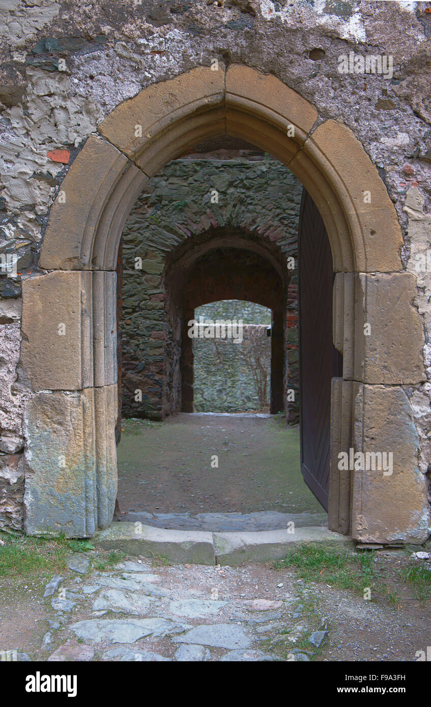 The gate in the wall of a medieval castle in Poland Stock Photo - Alamy