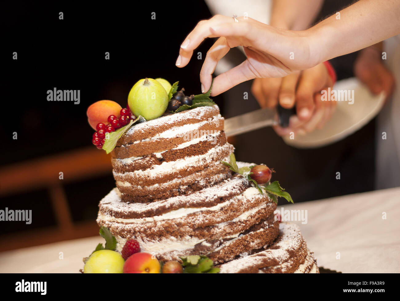 Beautiful and tasty cake at wedding reception Stock Photo - Alamy