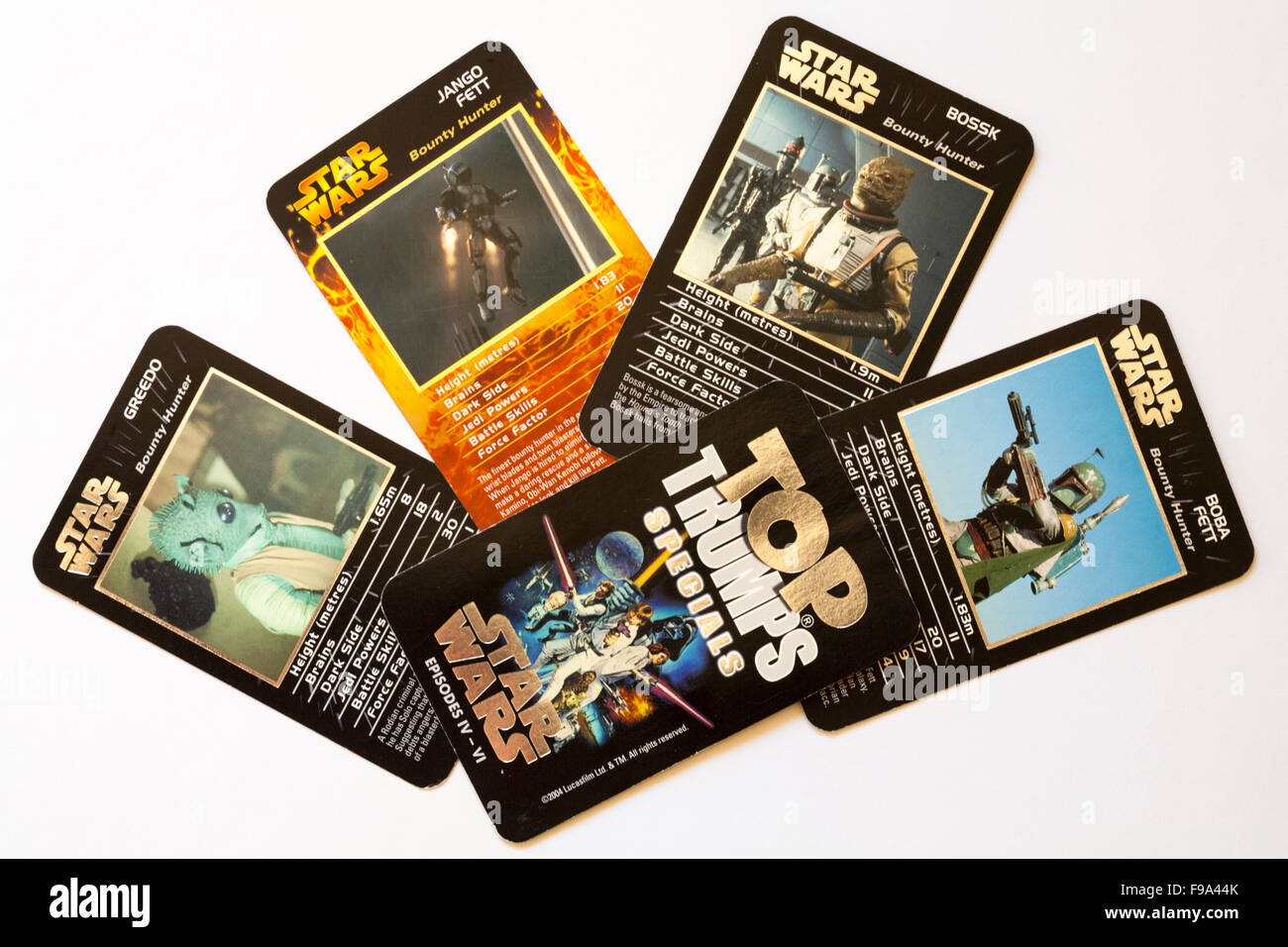 Top Trumps Specials cards Star Wars isolated on white background Stock ...