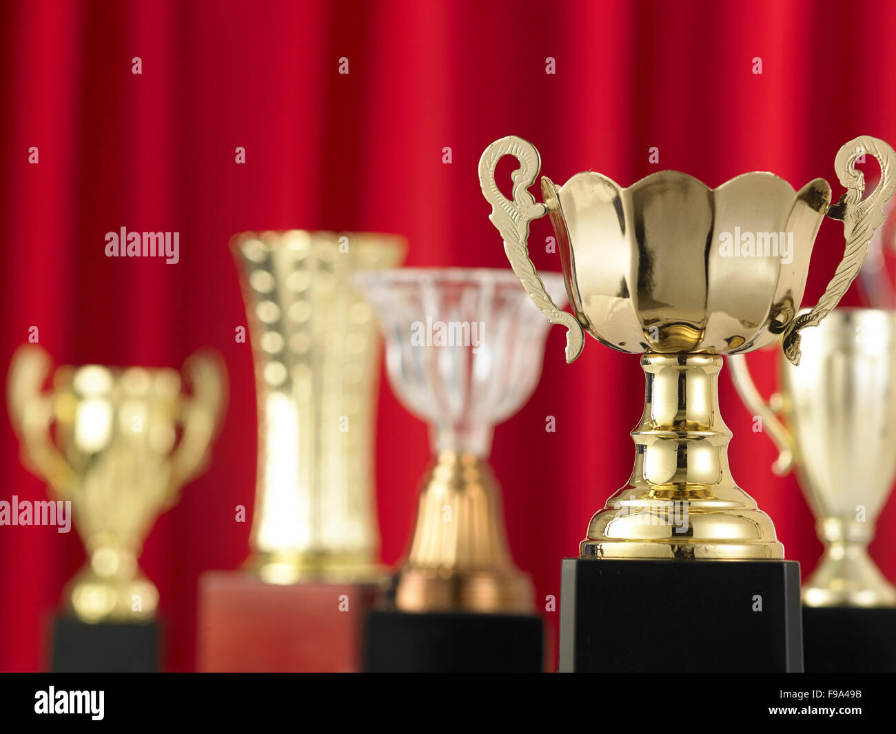 group with trophy in front of stage Stock Photo - Alamy
