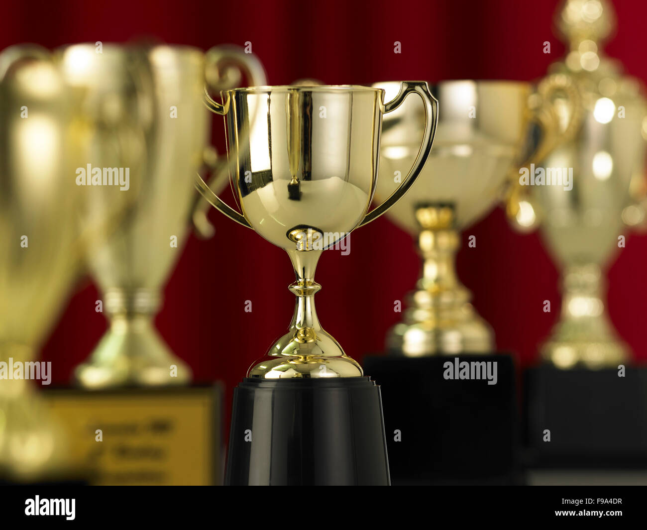 group with trophy in front of stage Stock Photo - Alamy