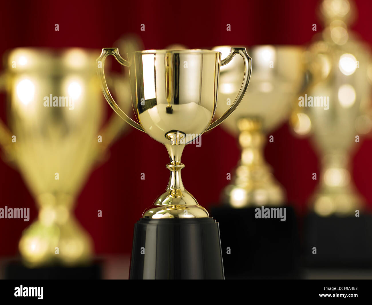 group with trophy in front of stage Stock Photo - Alamy