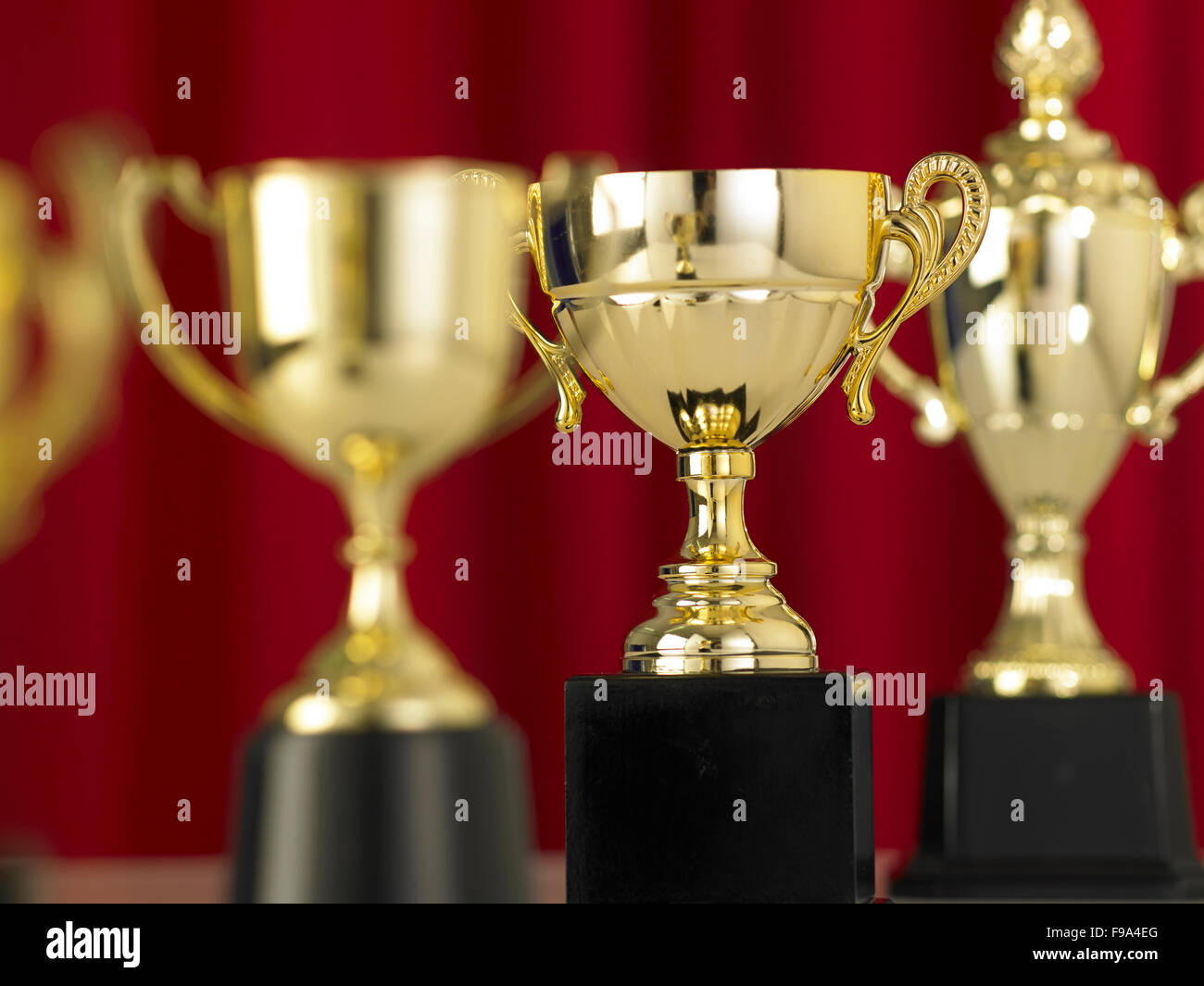 group with trophy in front of stage Stock Photo - Alamy